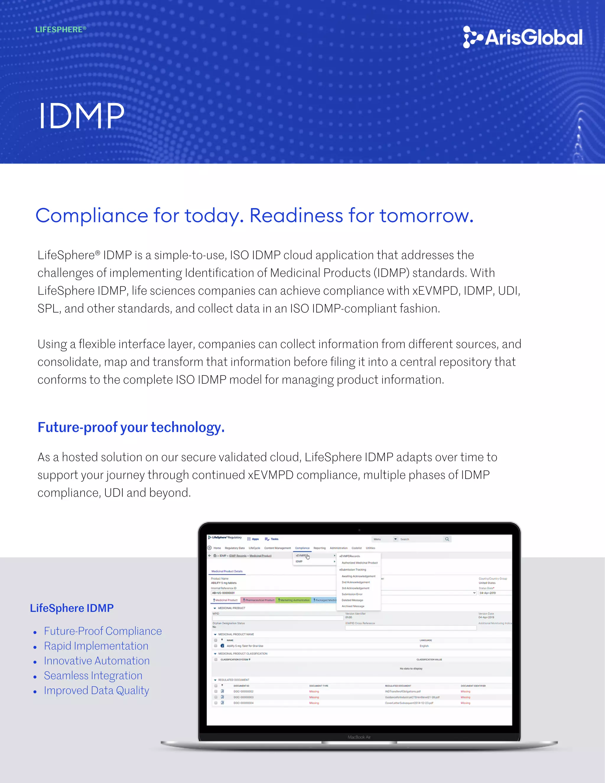 Factsheet: LifeSphere IDMP - ISO IDMP cloud application | PDF