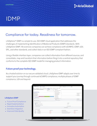 Factsheet: LifeSphere IDMP - ISO IDMP cloud application | PDF