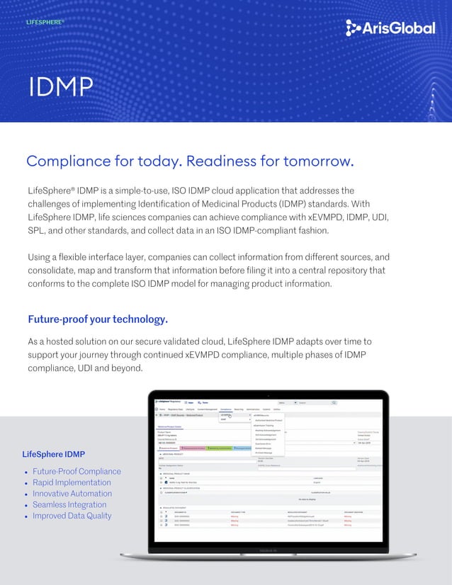 Factsheet: LifeSphere IDMP - ISO IDMP cloud application | PDF