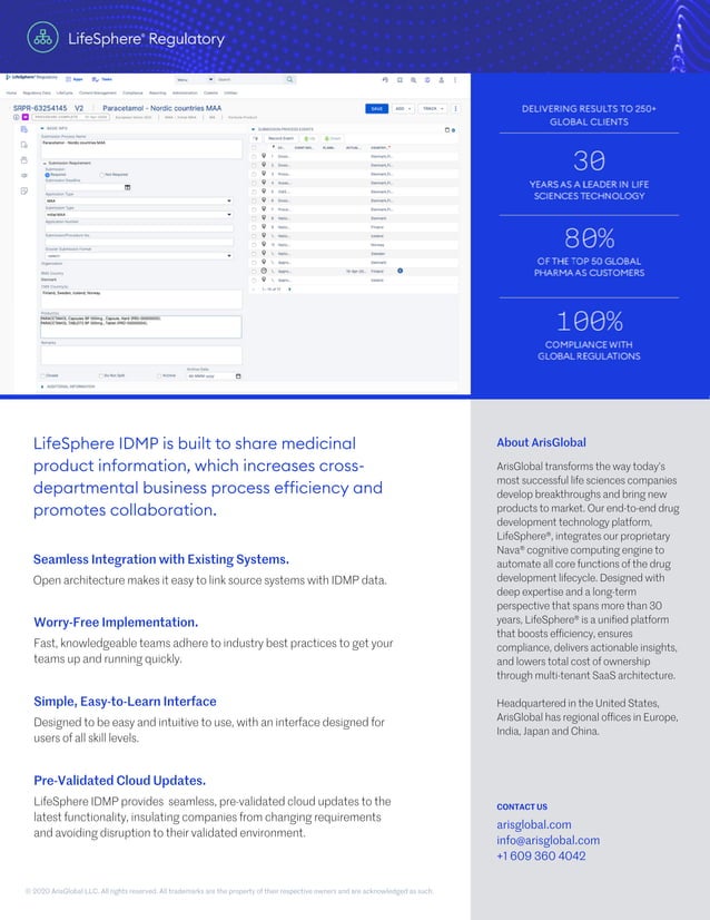 Factsheet: LifeSphere IDMP - ISO IDMP cloud application | PDF