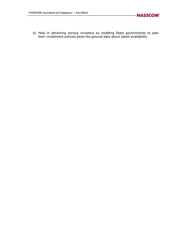 Factsheet Nasscom Assessment Of Competence | PDF