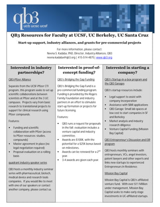 Fact sheet about qb3 | PDF | Venture Capital | Business Banking & Finance