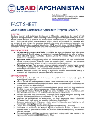Accelerating Sustainable Agricolture Program ASAP | PDF
