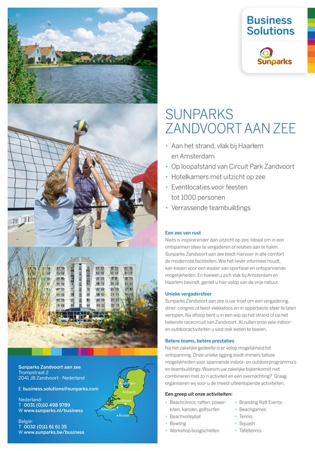 Factsheet Business Solutions Sunparks Zandvoort Aan Zee | PDF