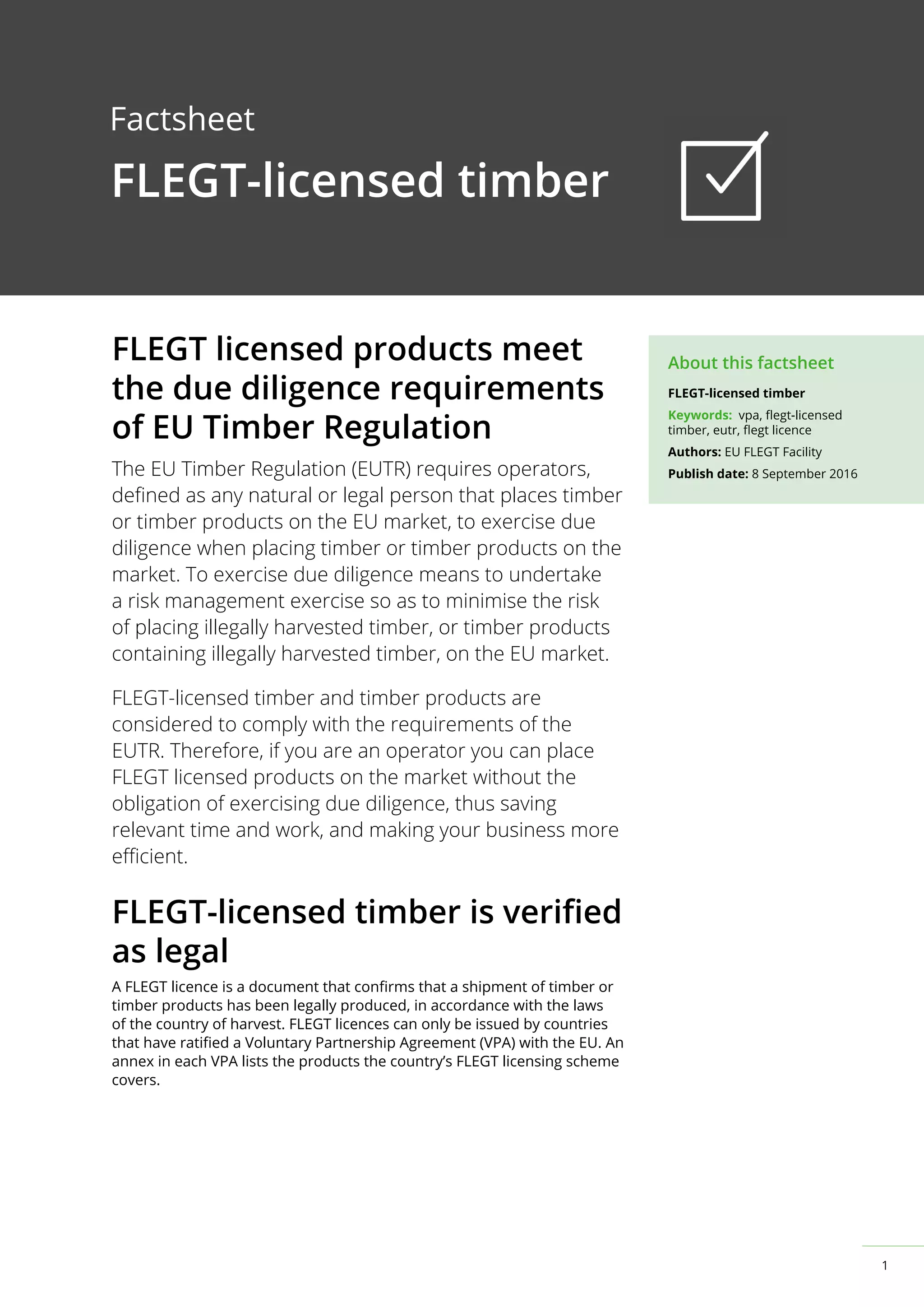 Factsheet flegt licensed timber | PDF