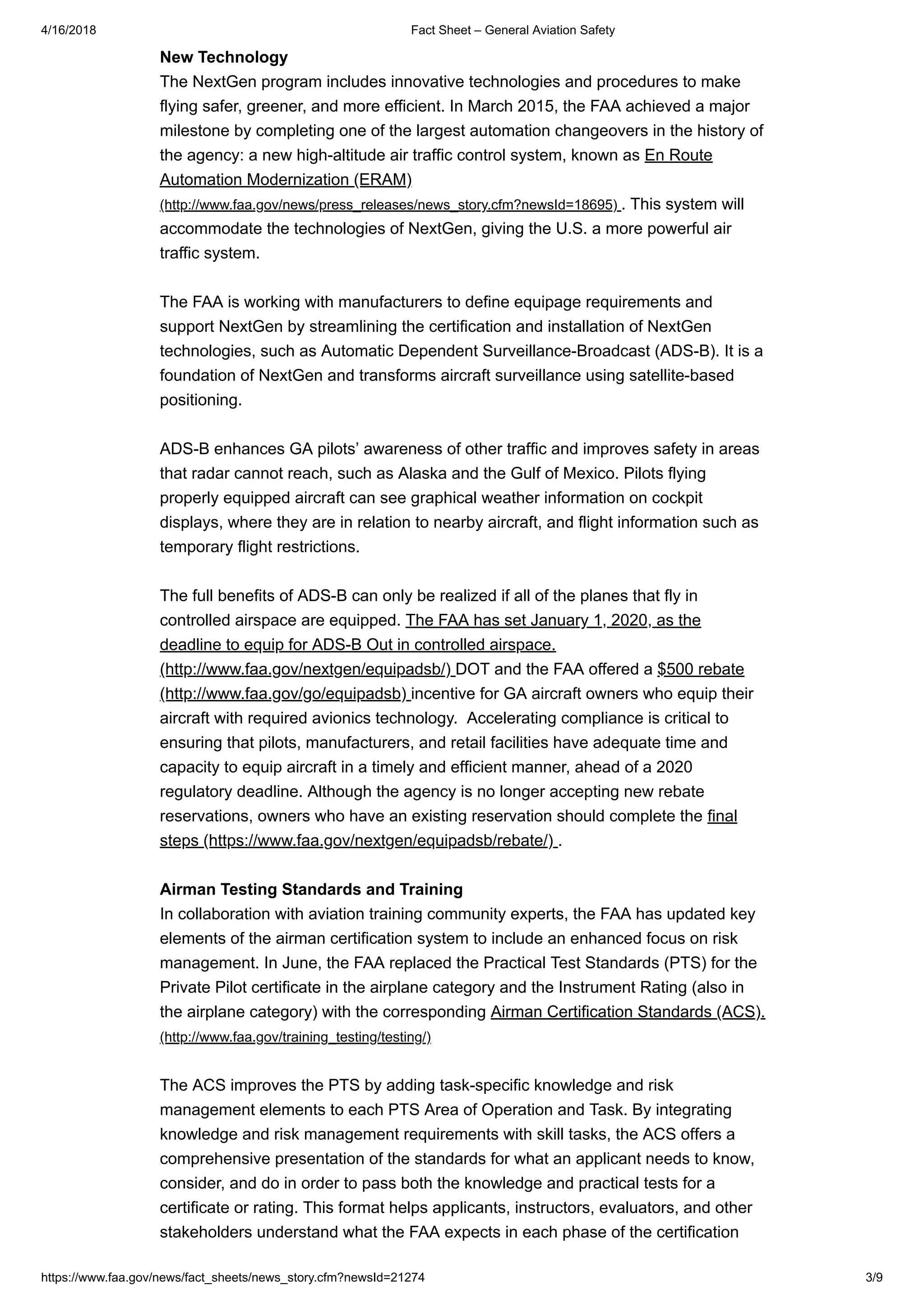 Fact sheet general aviation safety | PDF