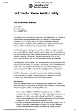 Fact sheet general aviation safety | PDF