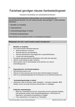Factsheet gevolgen aanbestedingswet | PDF