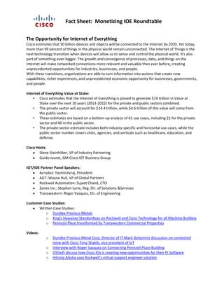 Monetizing the Internet of Everything: Media Session fact sheet at ...
