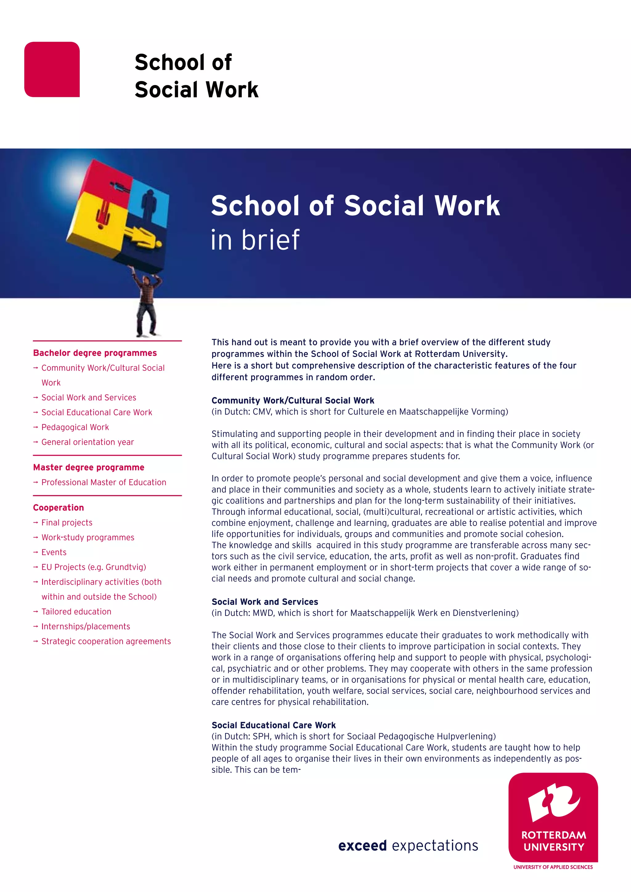 Factsheet School of Social Work | PDF