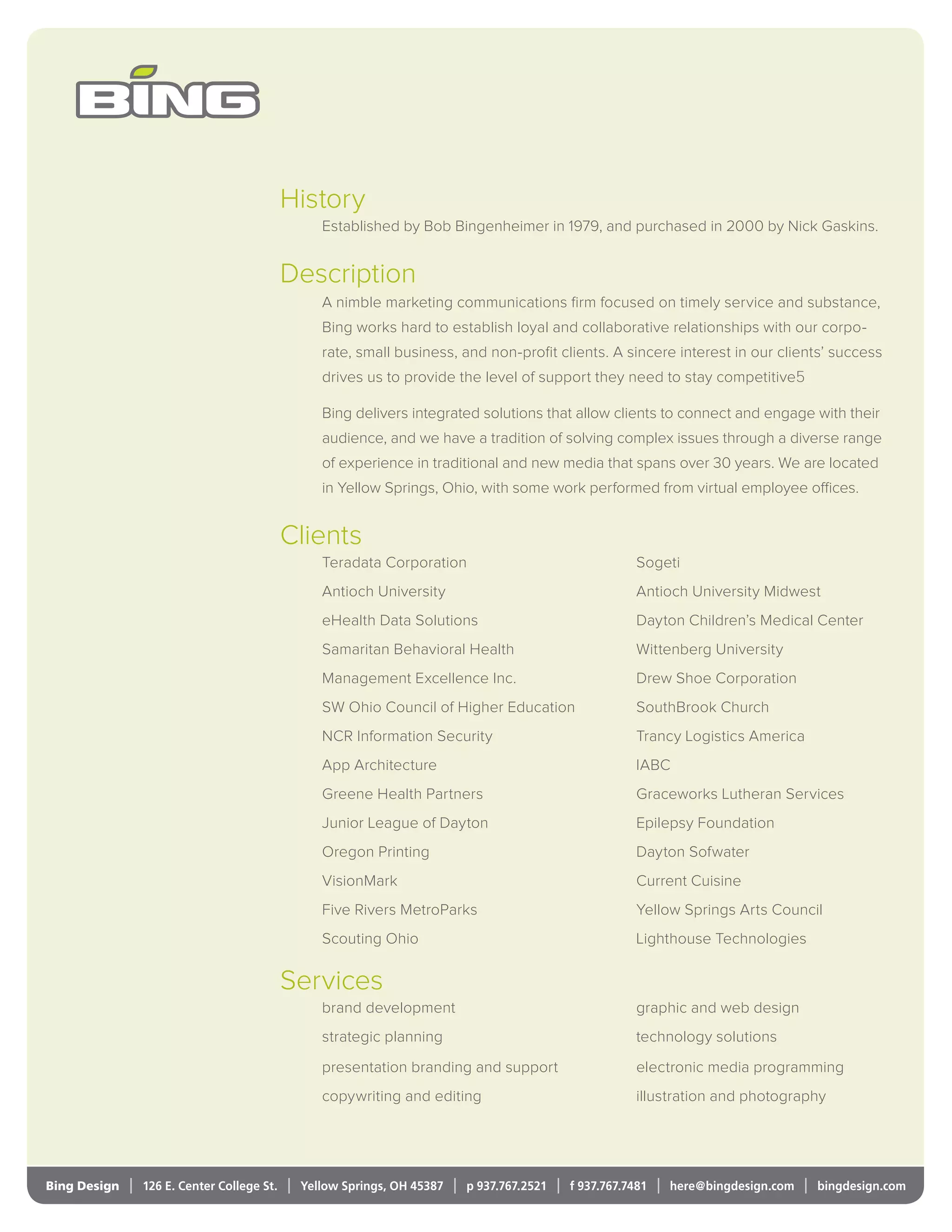 Bing Design Factsheet | PDF