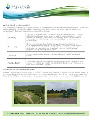 Marcellus Shale Coalition Fact Sheet on Post Production Costs | PDF