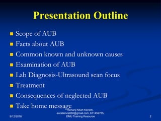 ABNORMAL UTERINE BLEEDING, MDIRT Nchanji Nkeh Keneth | PPT