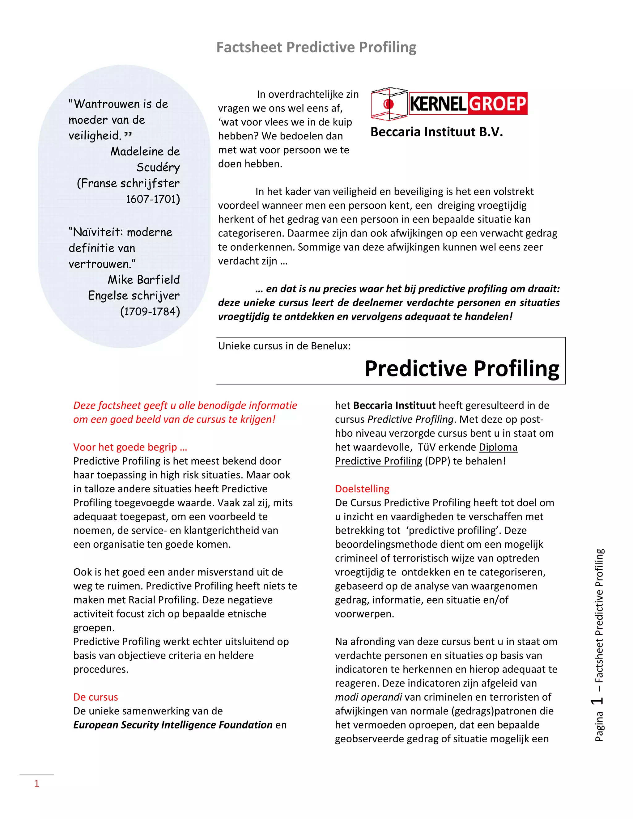 Factsheet Predictive Profiling | PDF