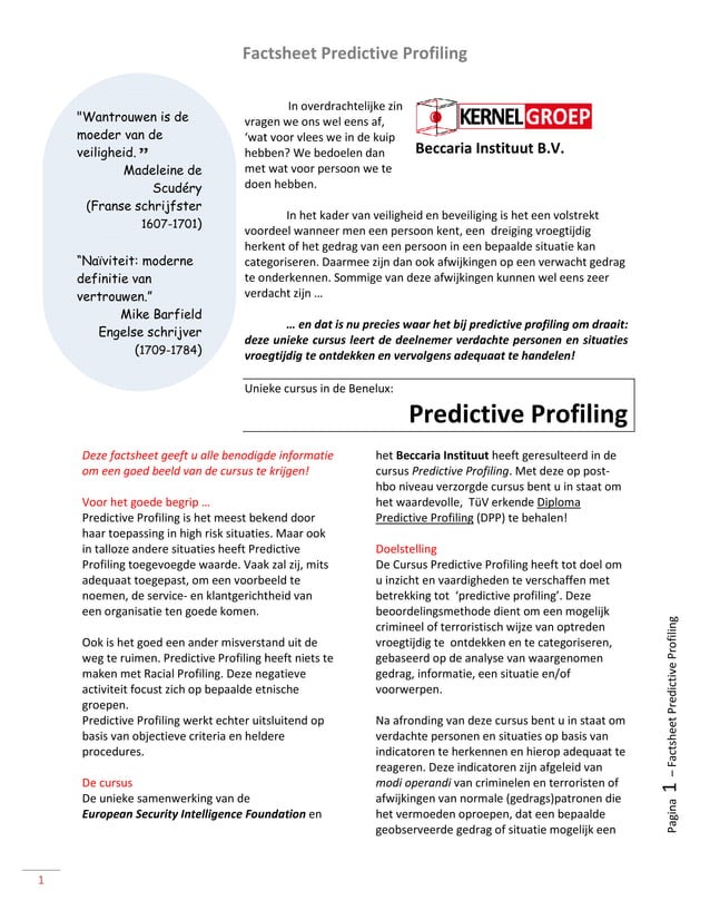 Factsheet Predictive Profiling | PDF