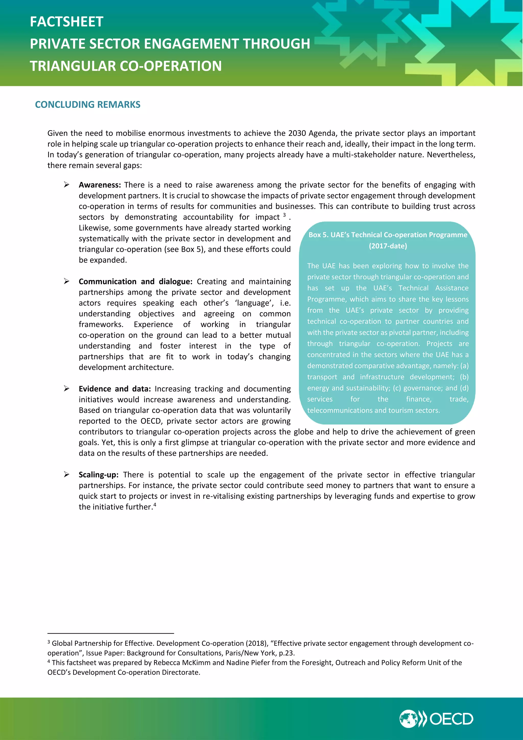 Factsheet - Private sector engagement through triangular co-operation | PDF