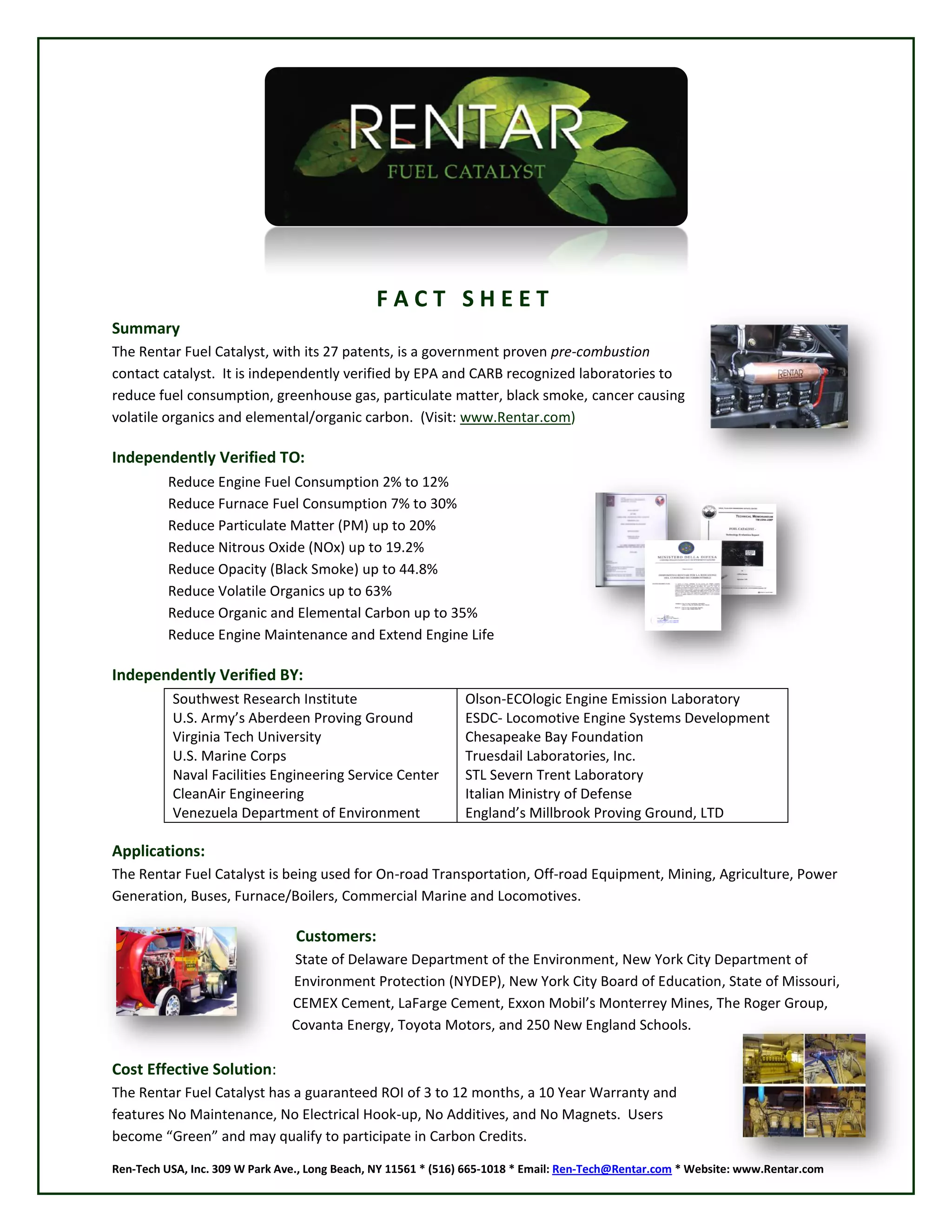 Ren-tech Green Fuel Catalyst | PDF