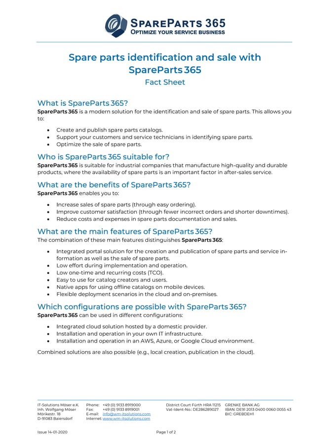 Fact Sheet SpareParts 365 - english | PDF