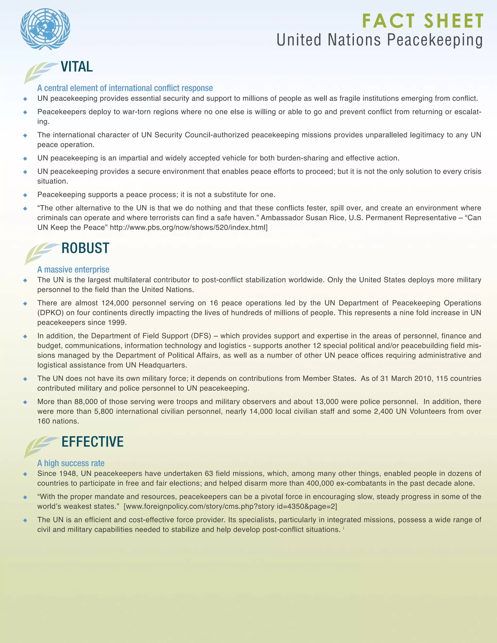 Factsheet un peacekeeping | PDF