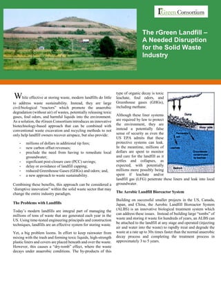 Fun Facts - Aerobic Bioreator Landfill System | PDF