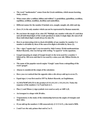 Facts of maths | PDF