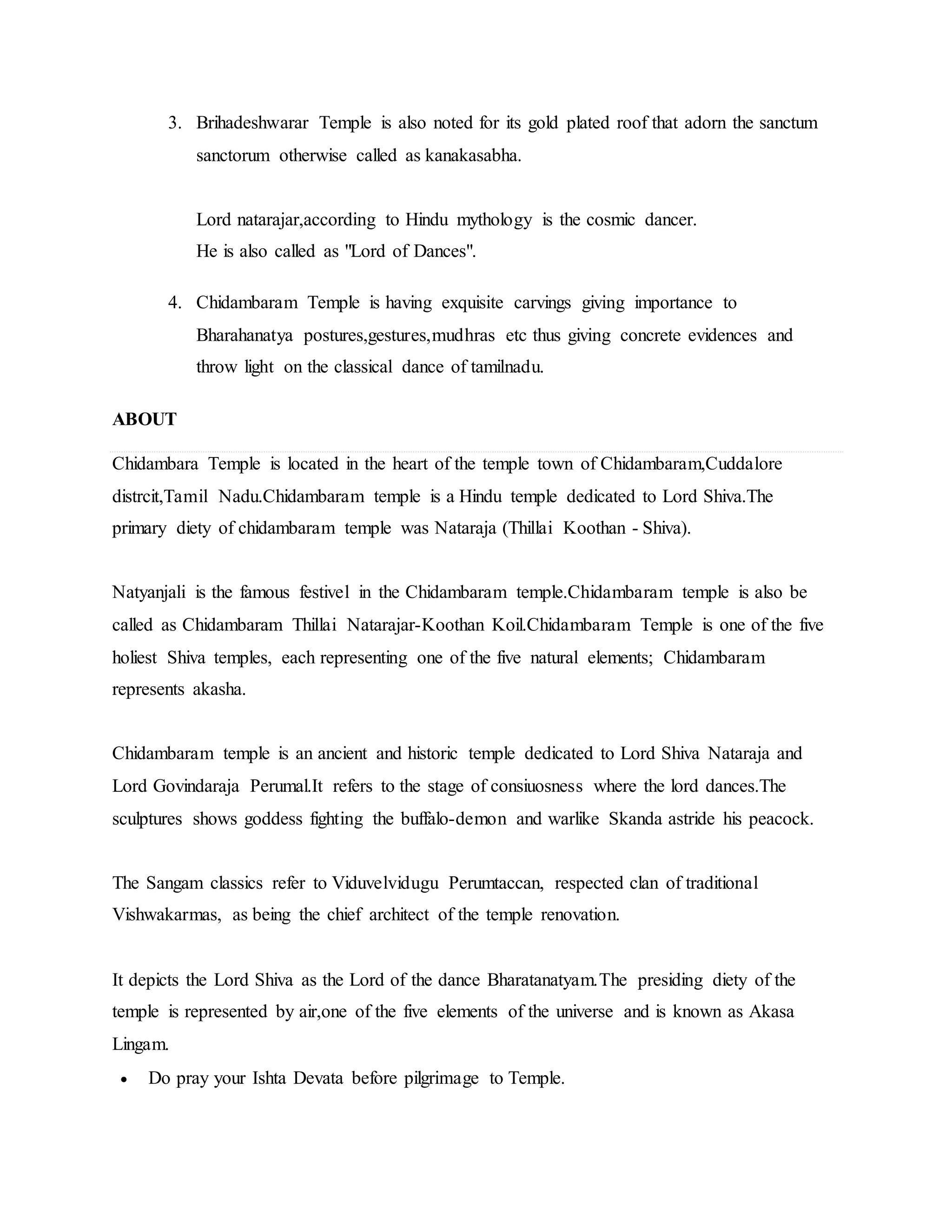 Facts on chidambaram temple | DOCX