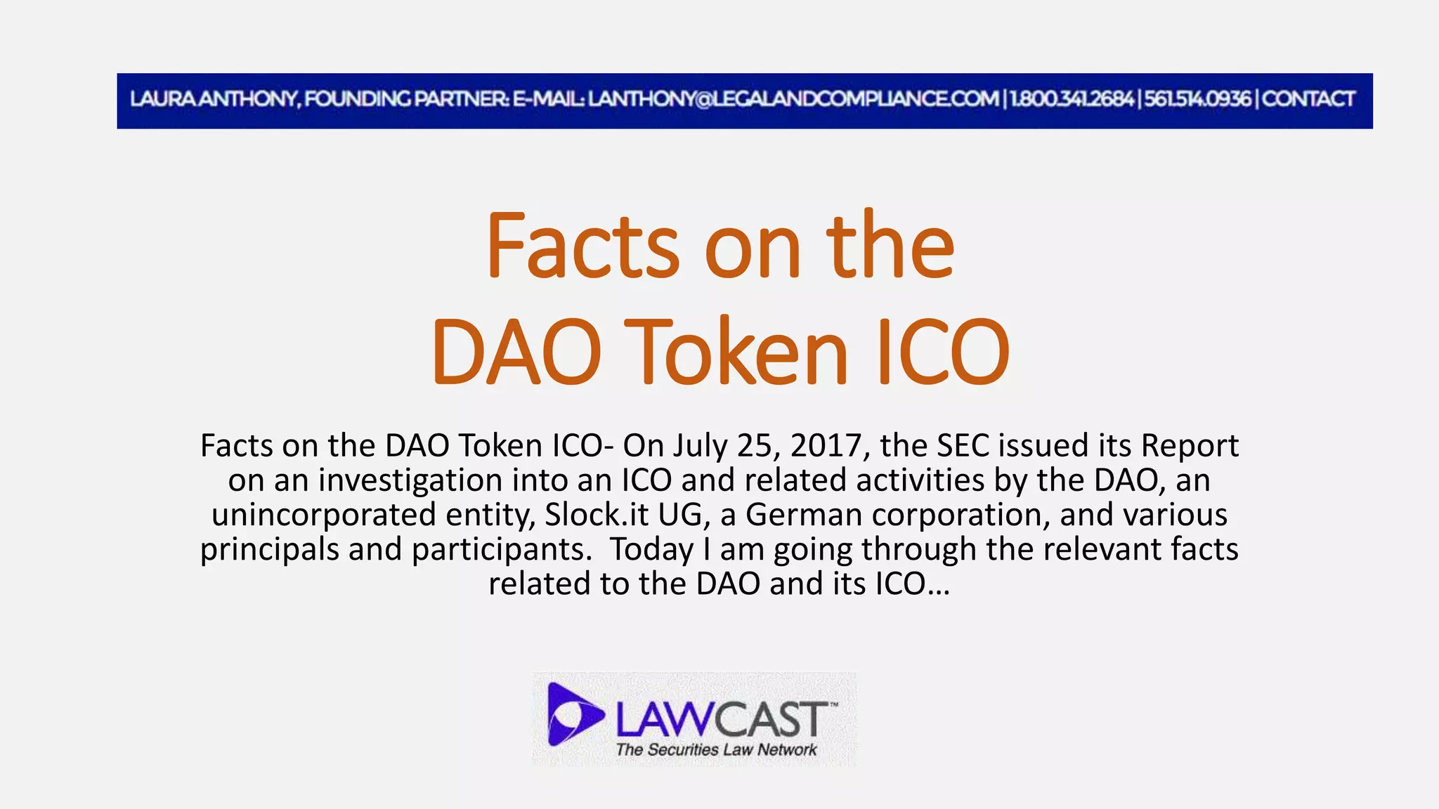 Facts on the DAO Token ICO | PPT