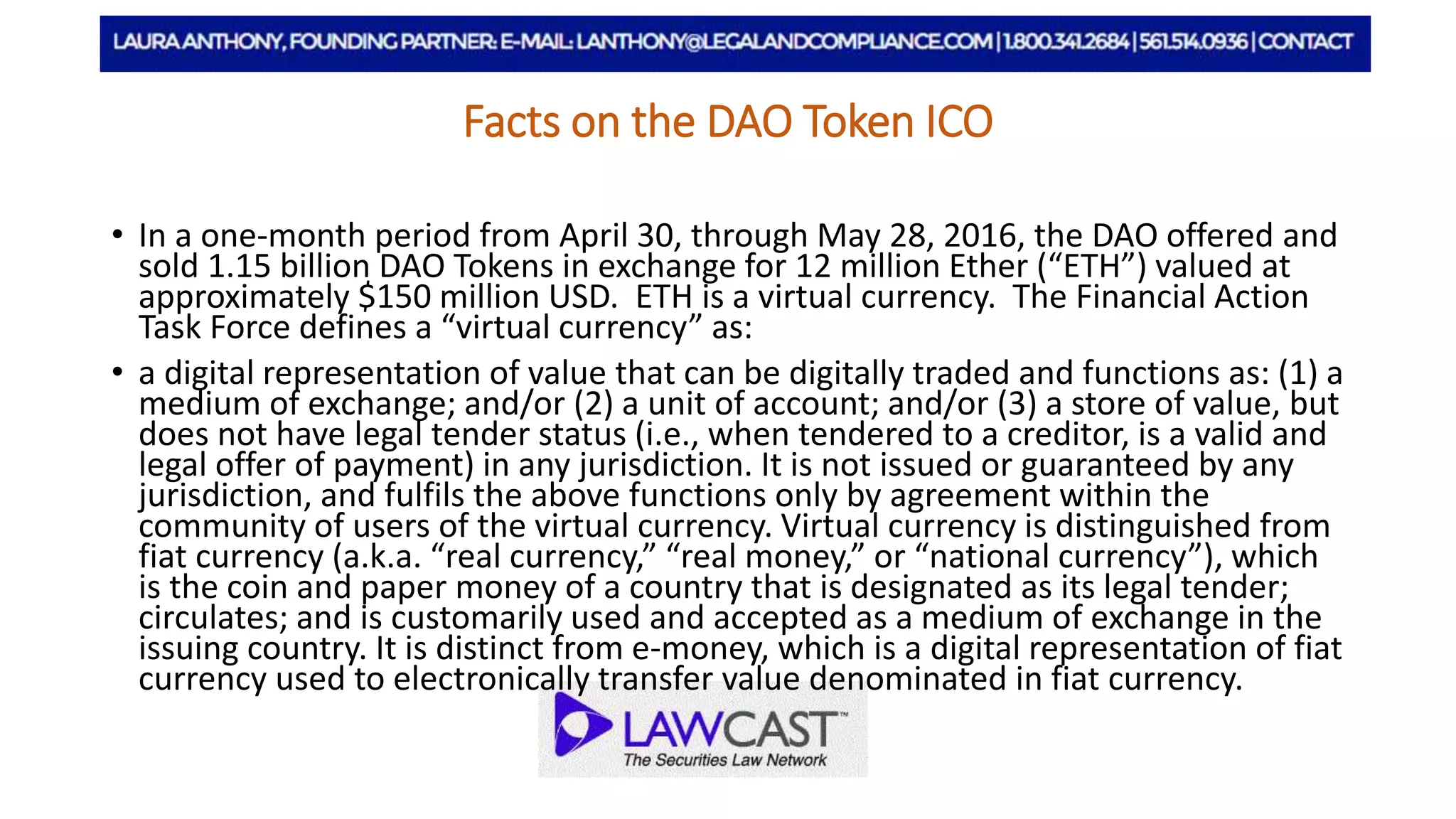 Facts on the DAO Token ICO | PPT