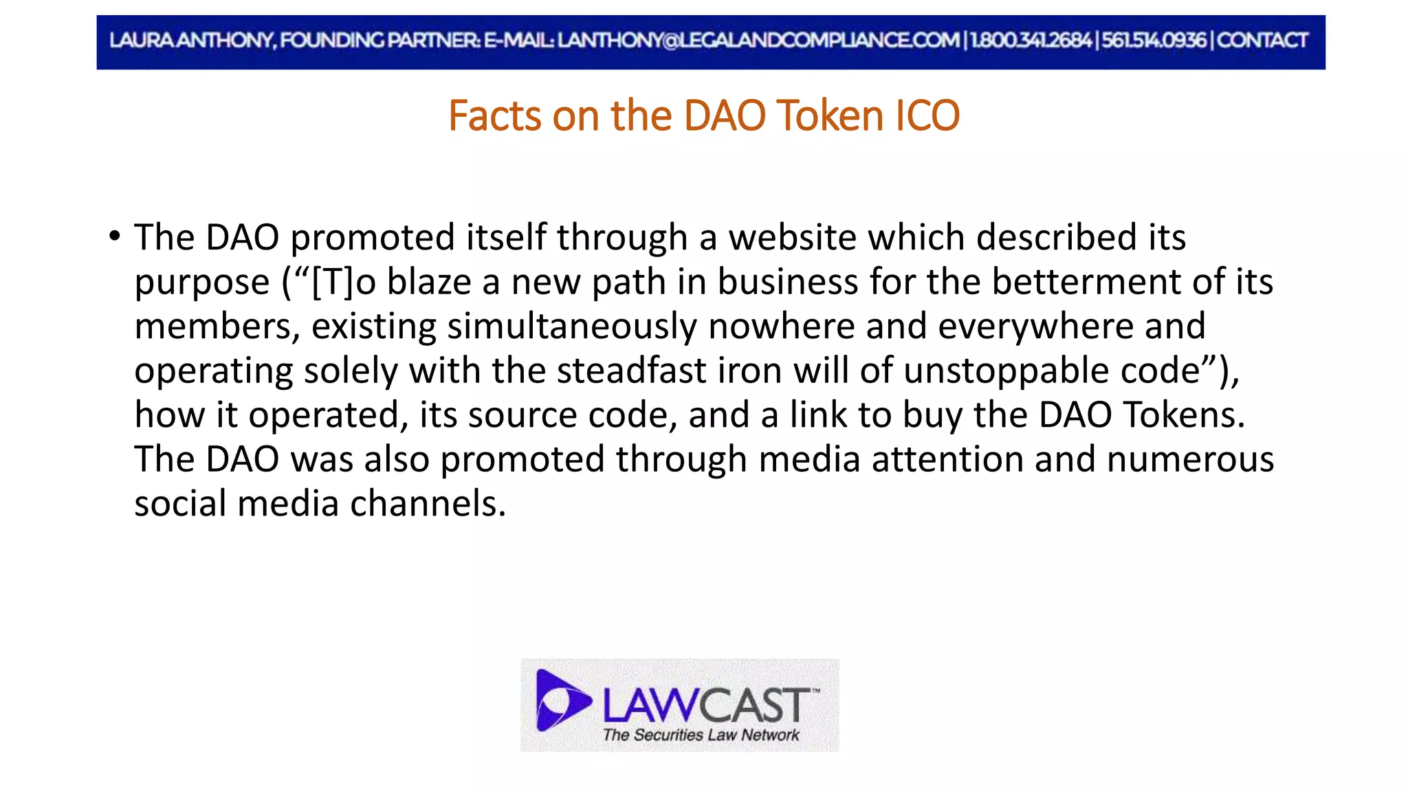 Facts on the DAO Token ICO | PPT