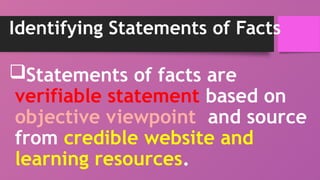 Facts, Opinion and Incorrect Information Today.pptx