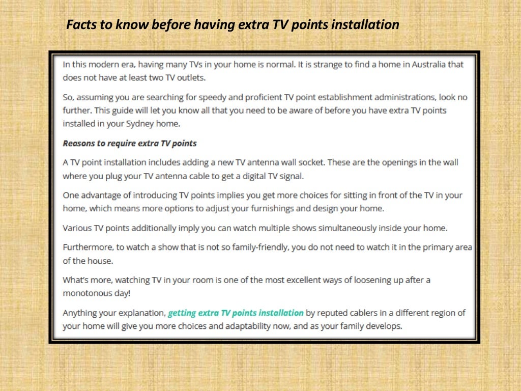 Facts to know before having extra TV points installation.pptx