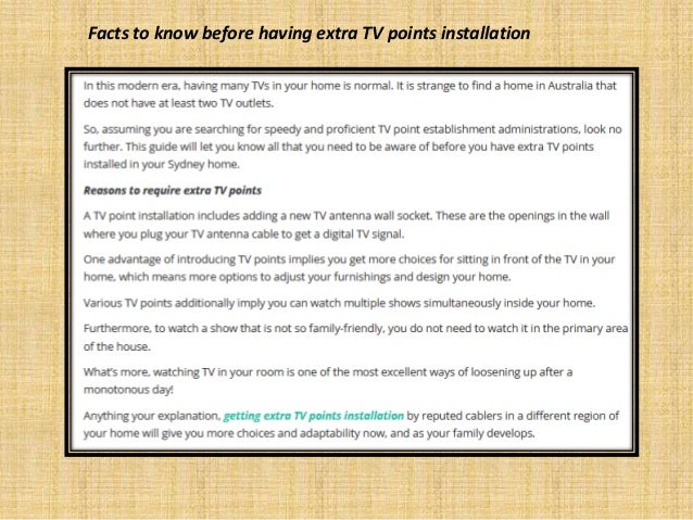 Facts to know before having extra TV points installation.pptx