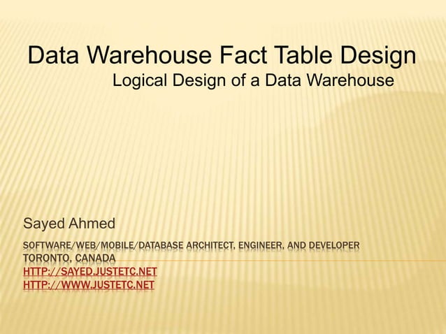 Fact table design for data ware house | PPT | Free Download
