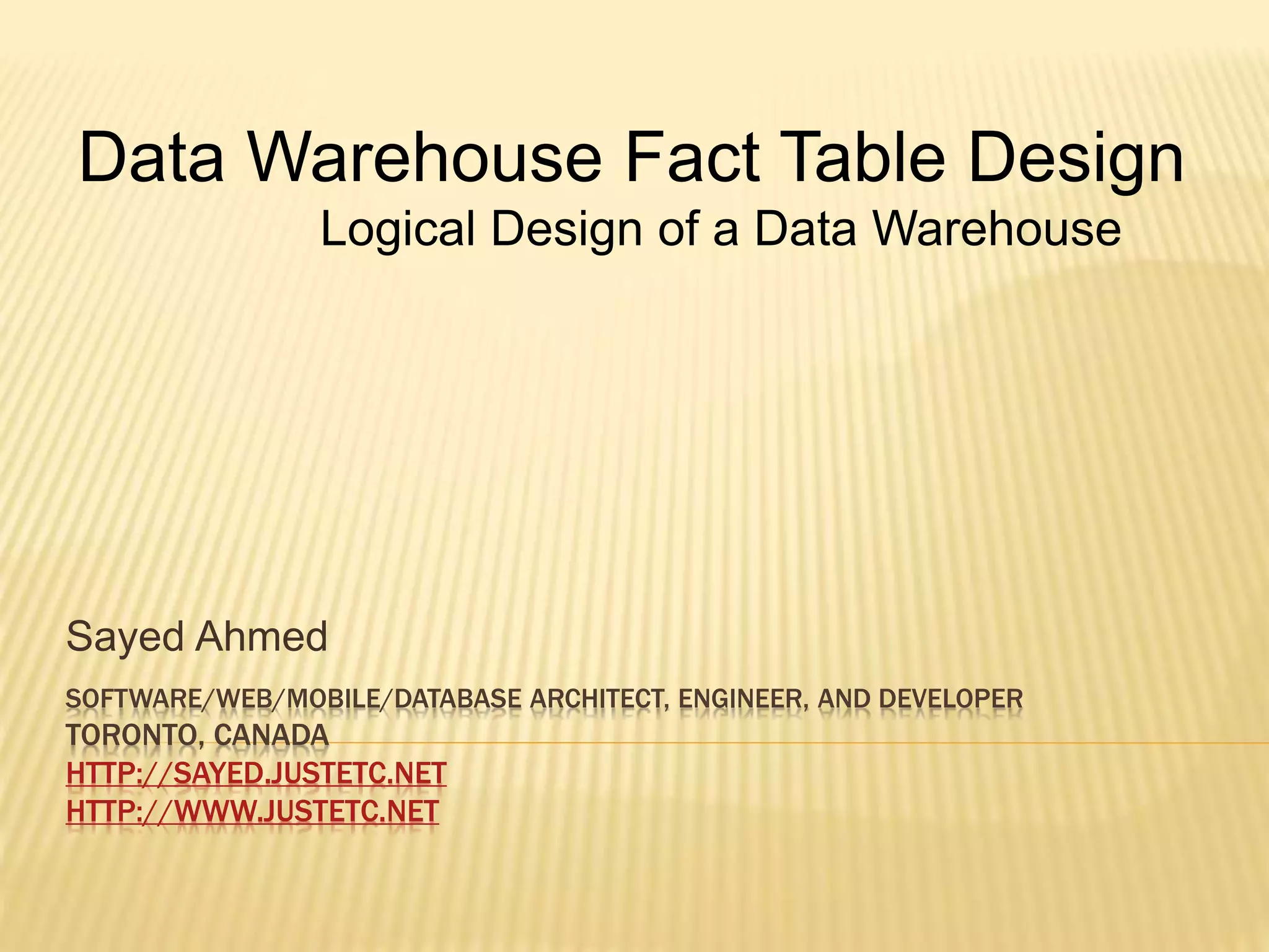 Fact table design for data ware house | PPTX