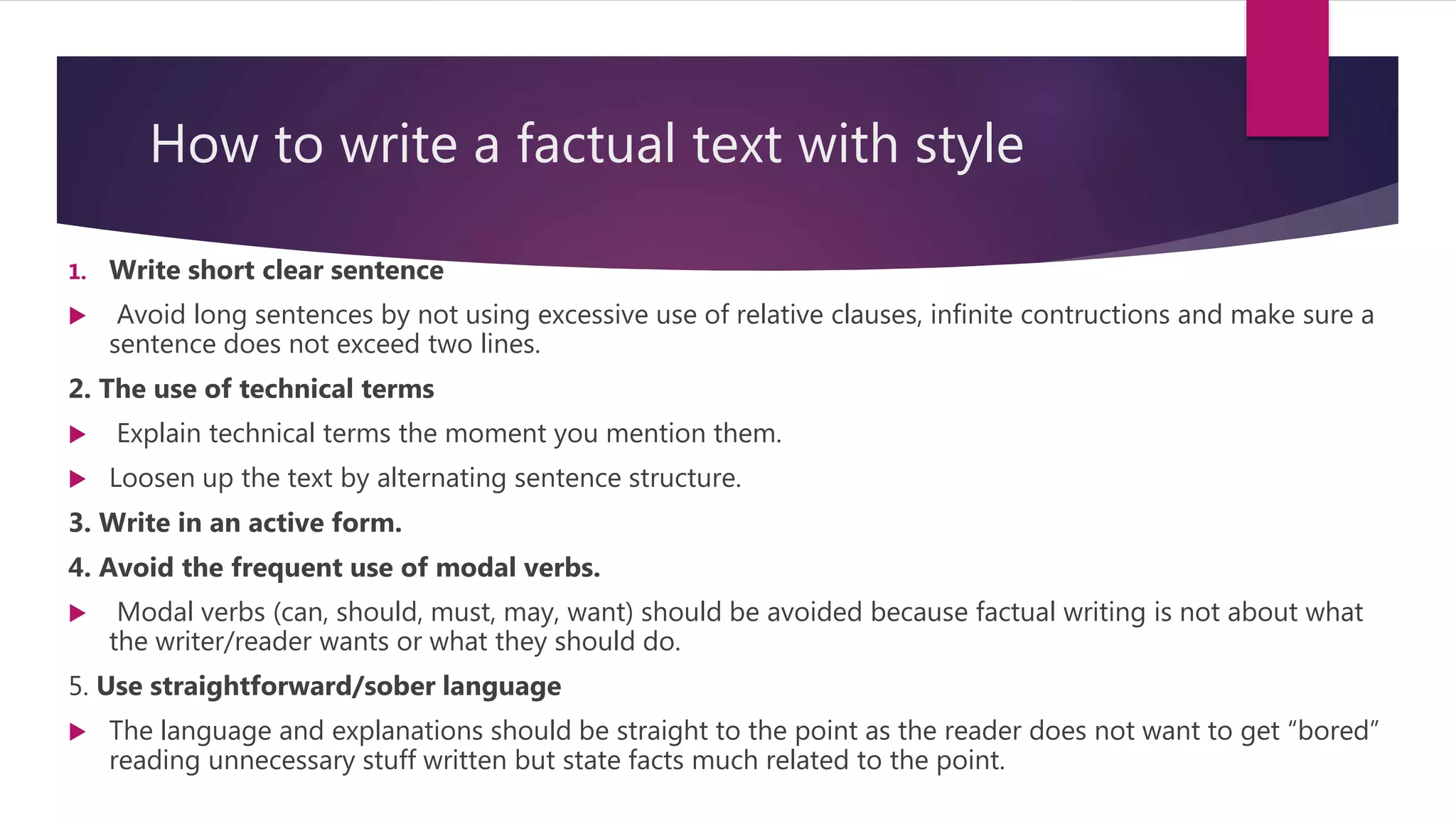 Factual writing slides | PPTX