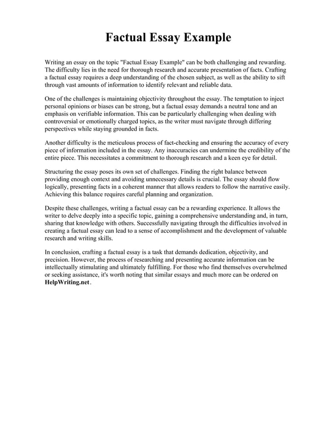 Factual Essay Example. Athens State University | PDF