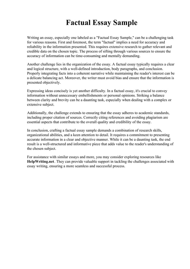 Factual Essay Sample.pdf | Educational Assessment | Education