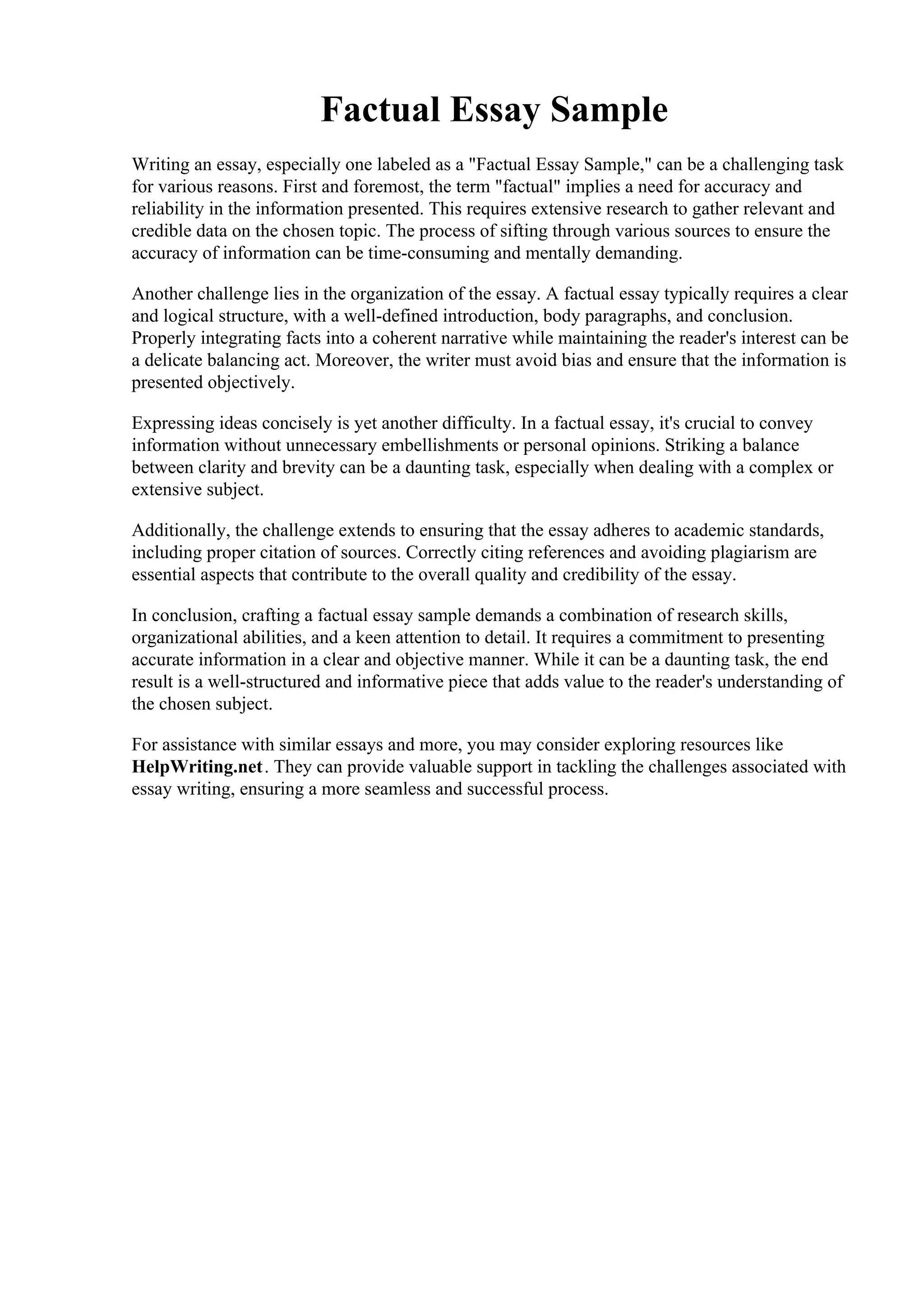 Factual Essay Sample. . Factual essay format. English For All: SPM ...