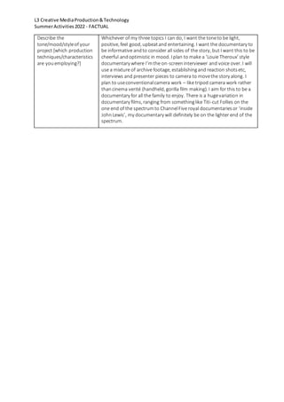 Factual Ideas 2022.docx | Video Production | Content Production