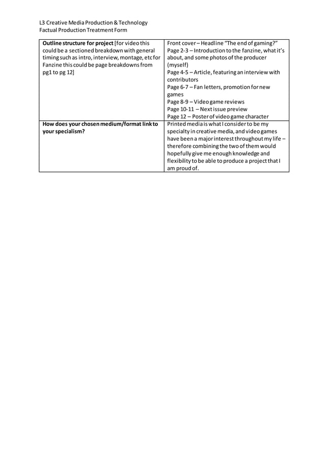 Factual project treatment form 2021 | DOCX | Video Production | Content ...