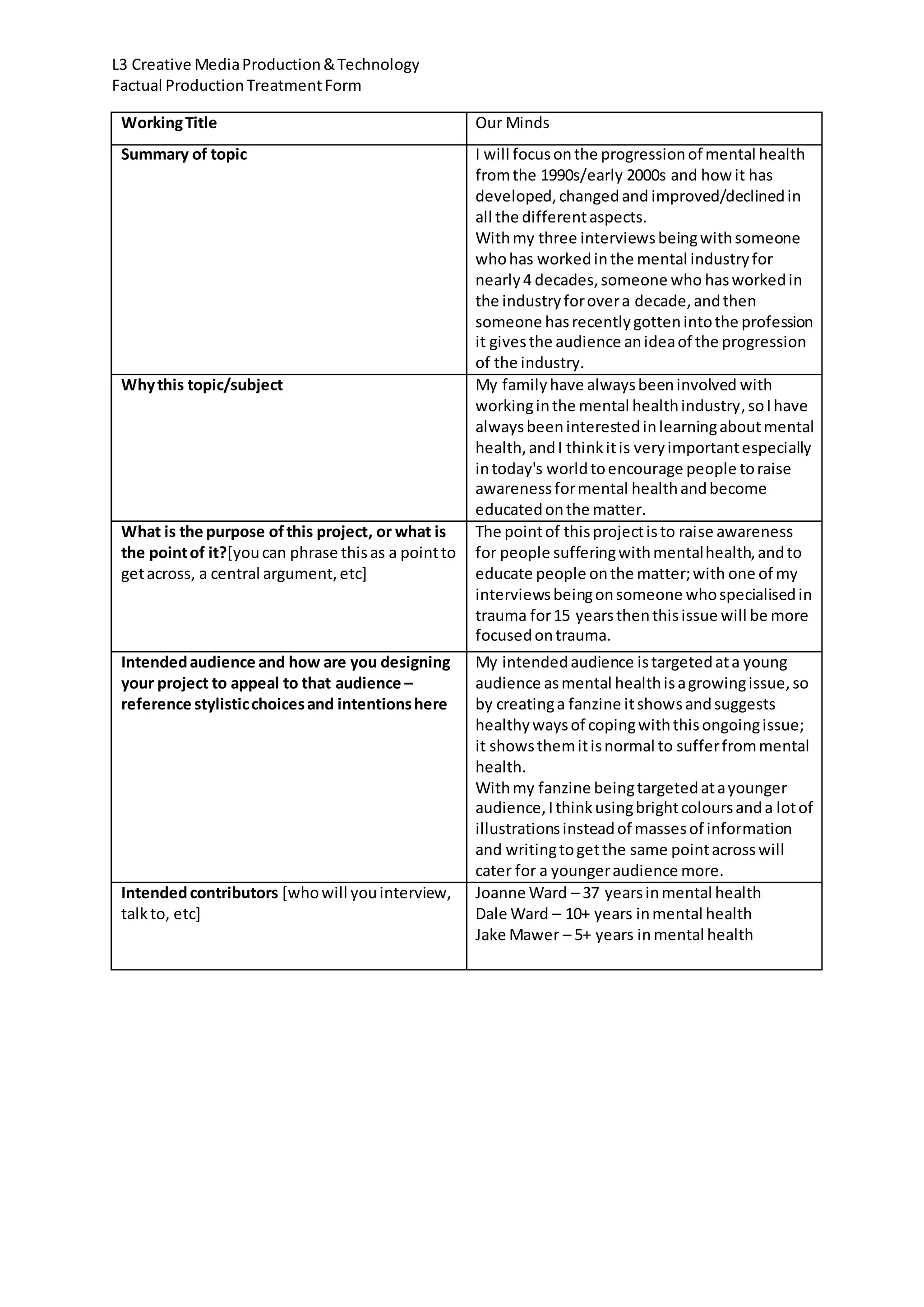 Factual project treatment form 2021 | DOCX