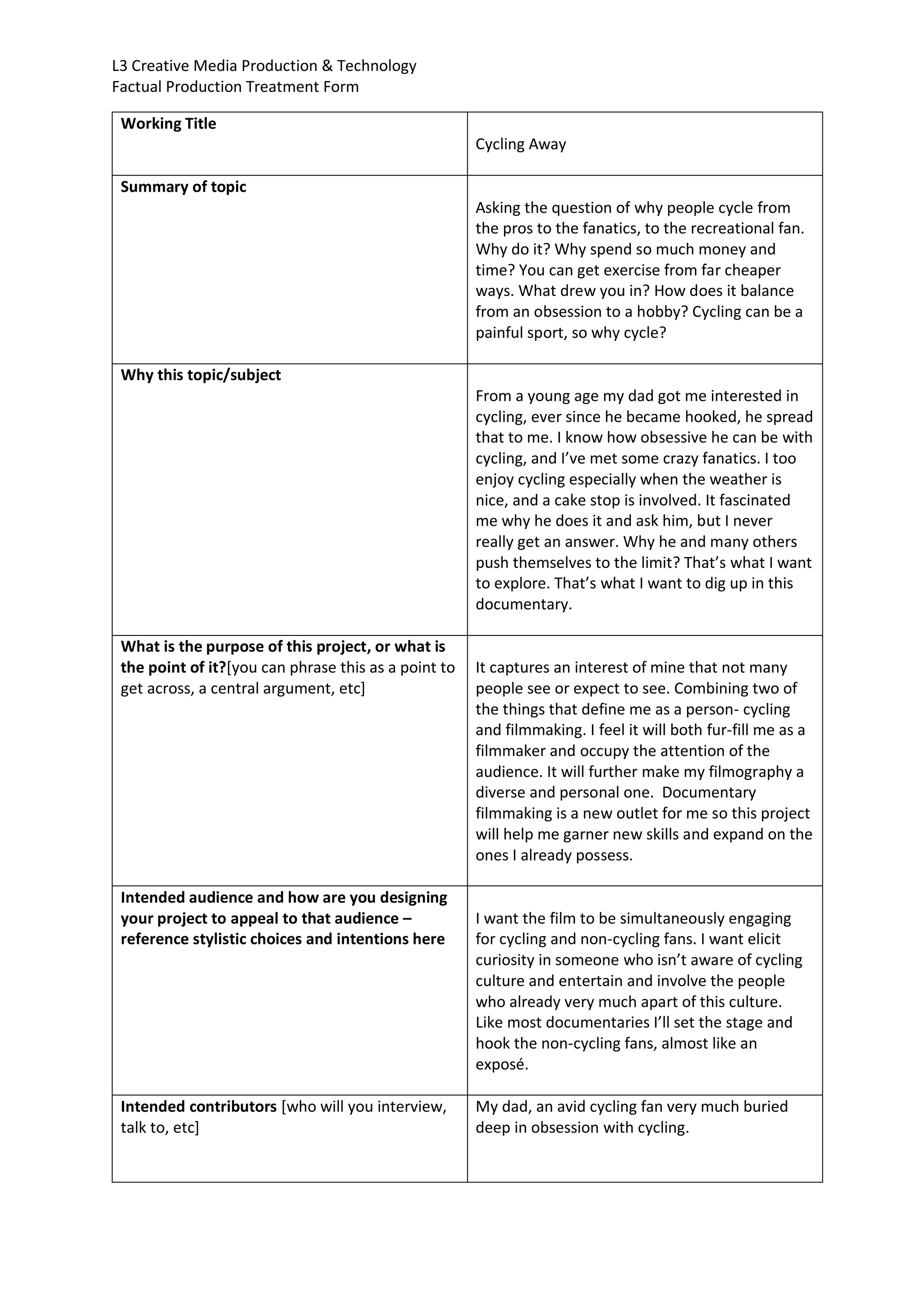 Factual project treatment form 2021 | PDF