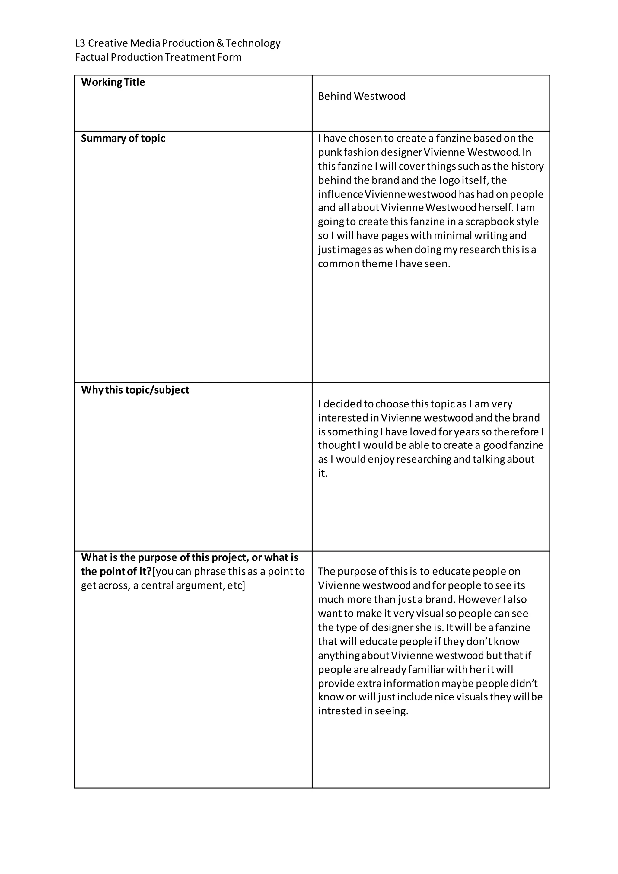 Factual project treatment form 2021 | DOCX