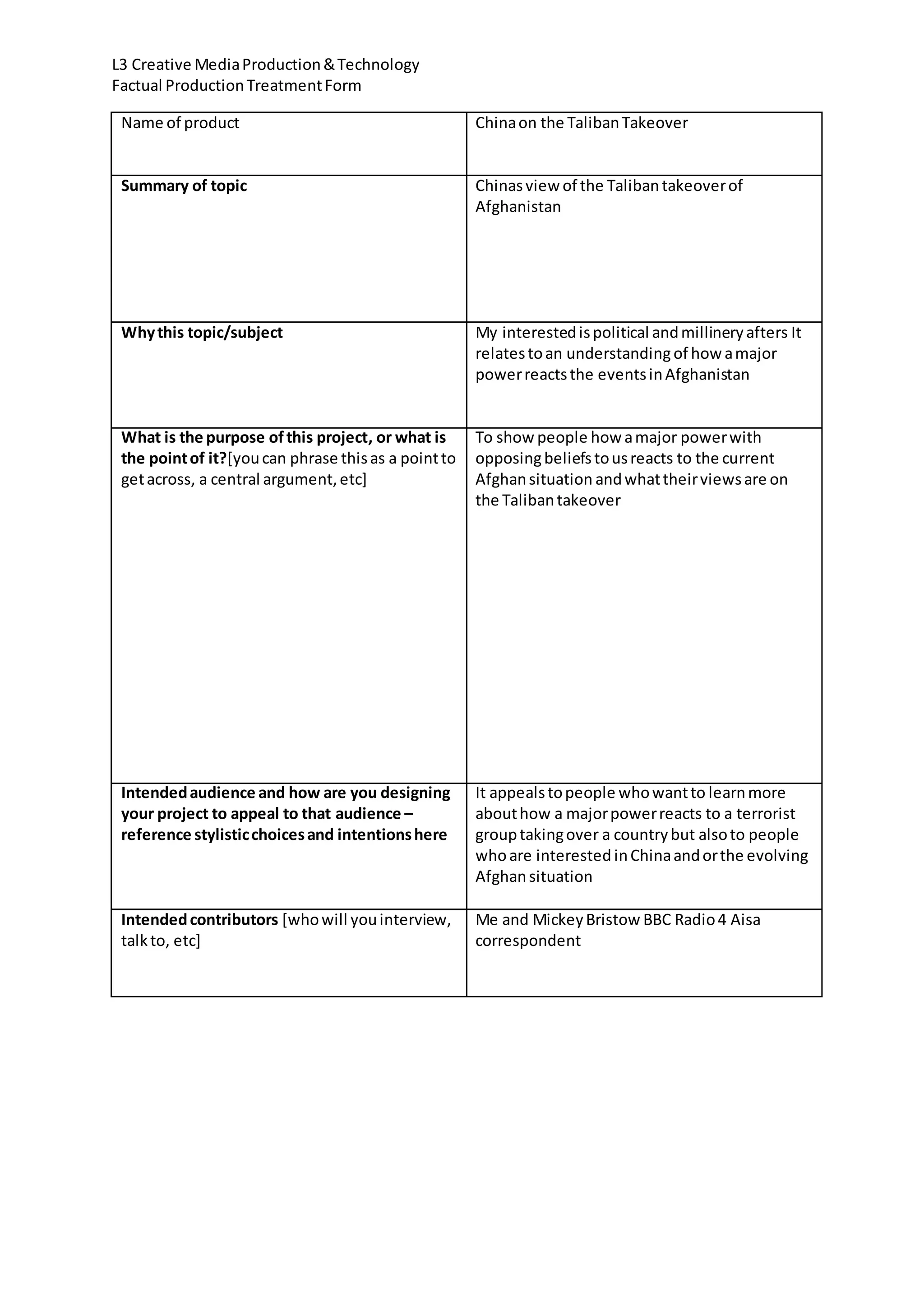Factual project treatment form 2021 copy | PDF