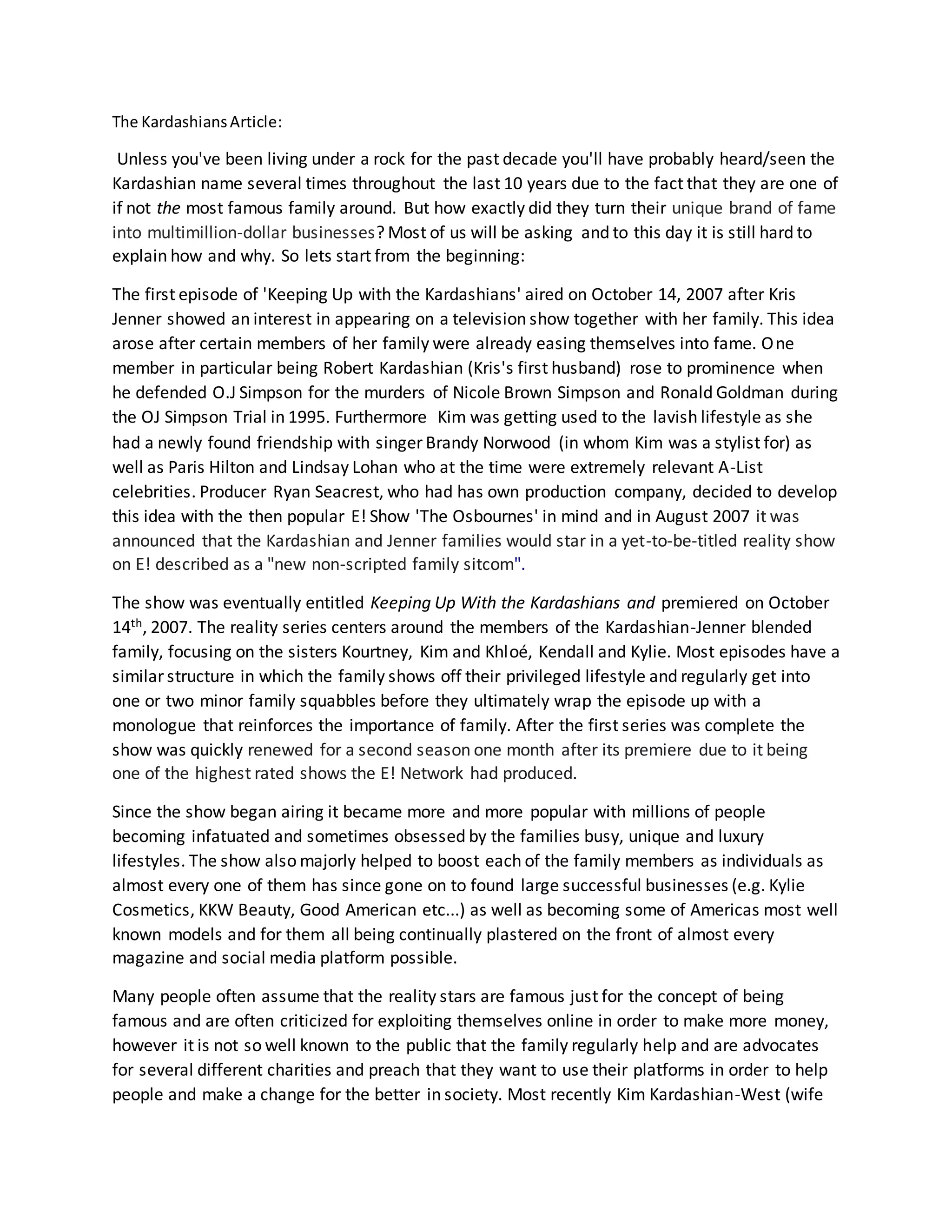 Factual writing article | DOCX | Television | Entertainment