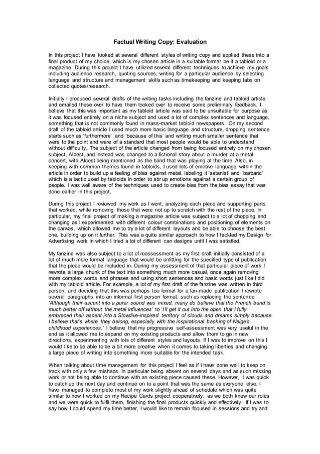 Factual writing copy evaluation | PDF