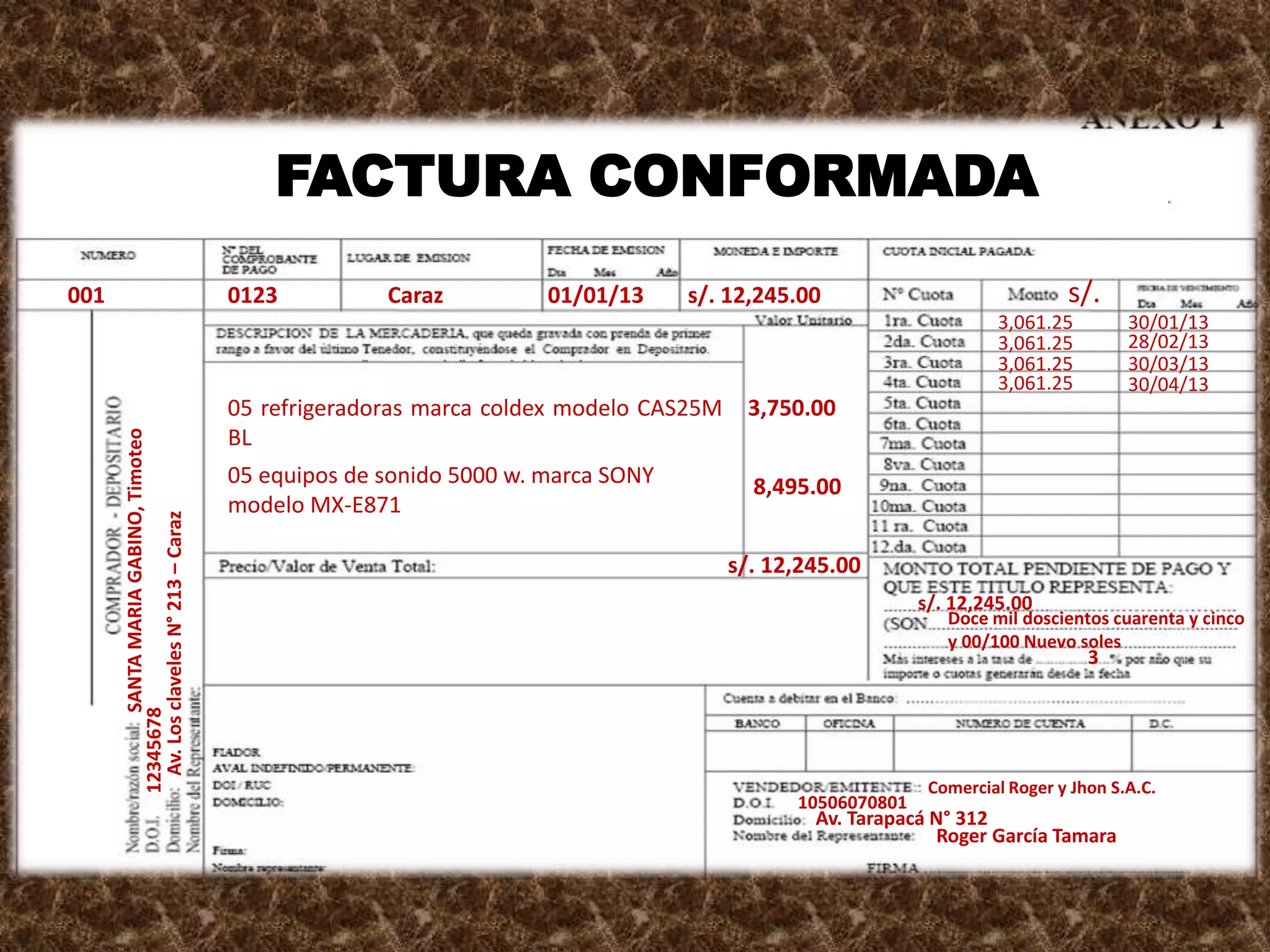 Factura conformada y el pagare | PPTX