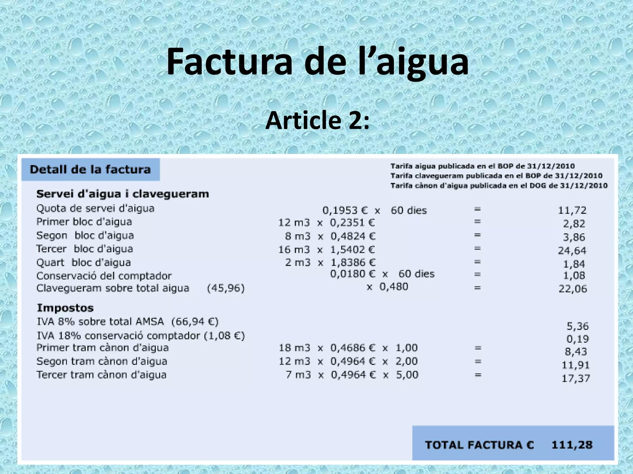 Factura de l’aigua | PPT