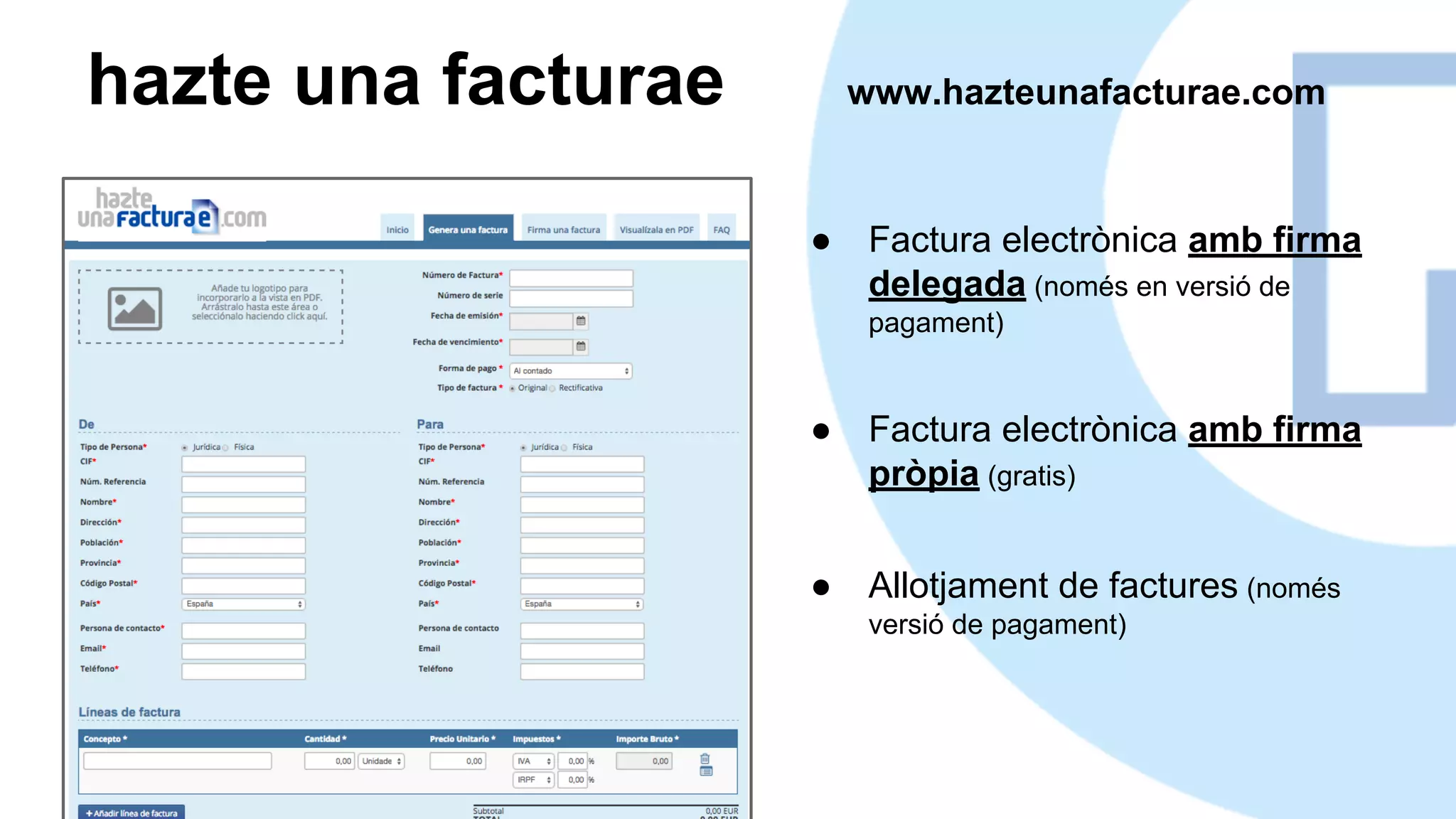 Facturae, factura electrònica i servei e fact | PPT