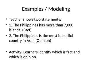Fact and Opinion for grade six learners for third quarter | PPTX